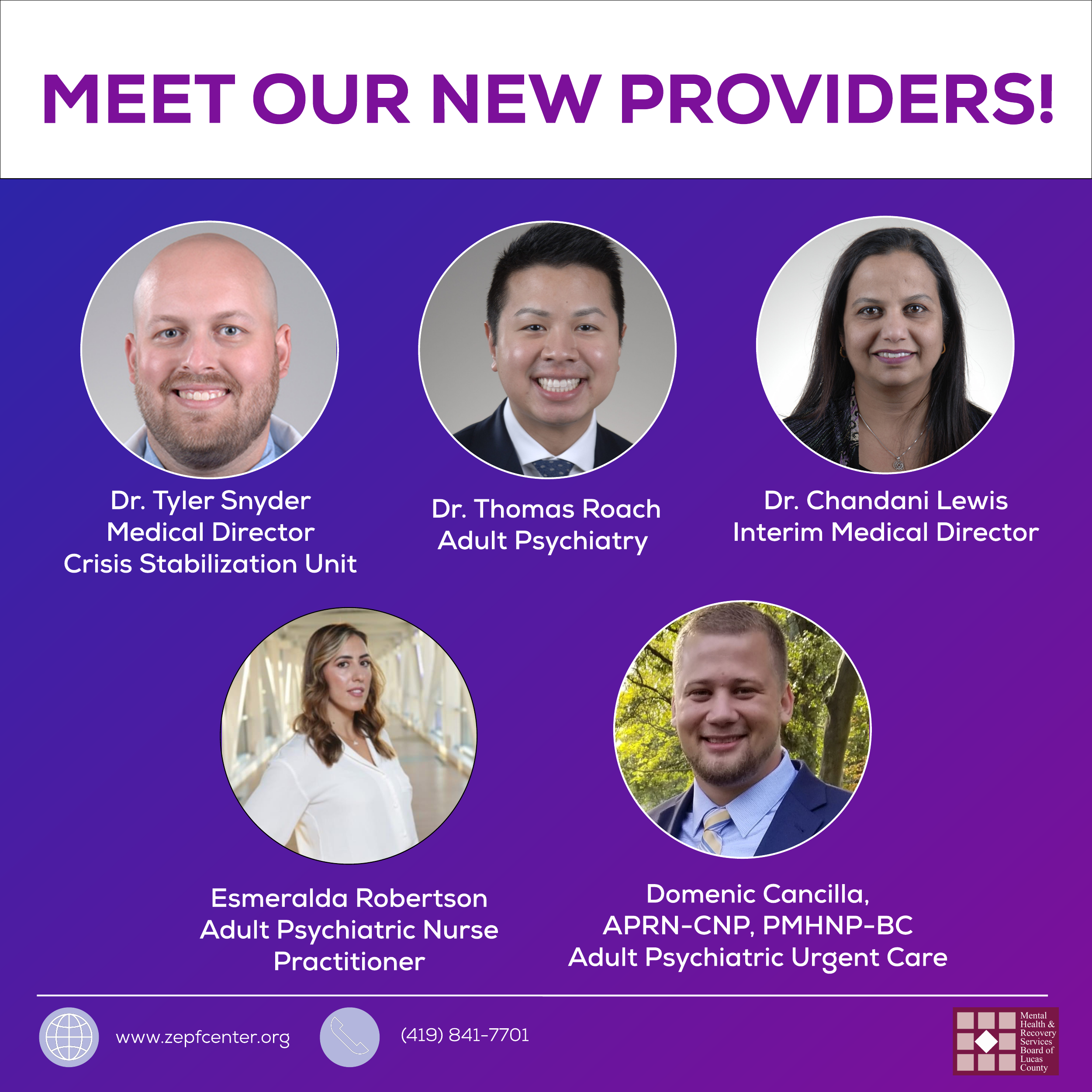 Meet Our New Providers! - Zepf Center